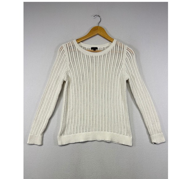 Talbots | Sweaters | Coastal Grandmother Talbots S Ivory Open Knit Crew ...